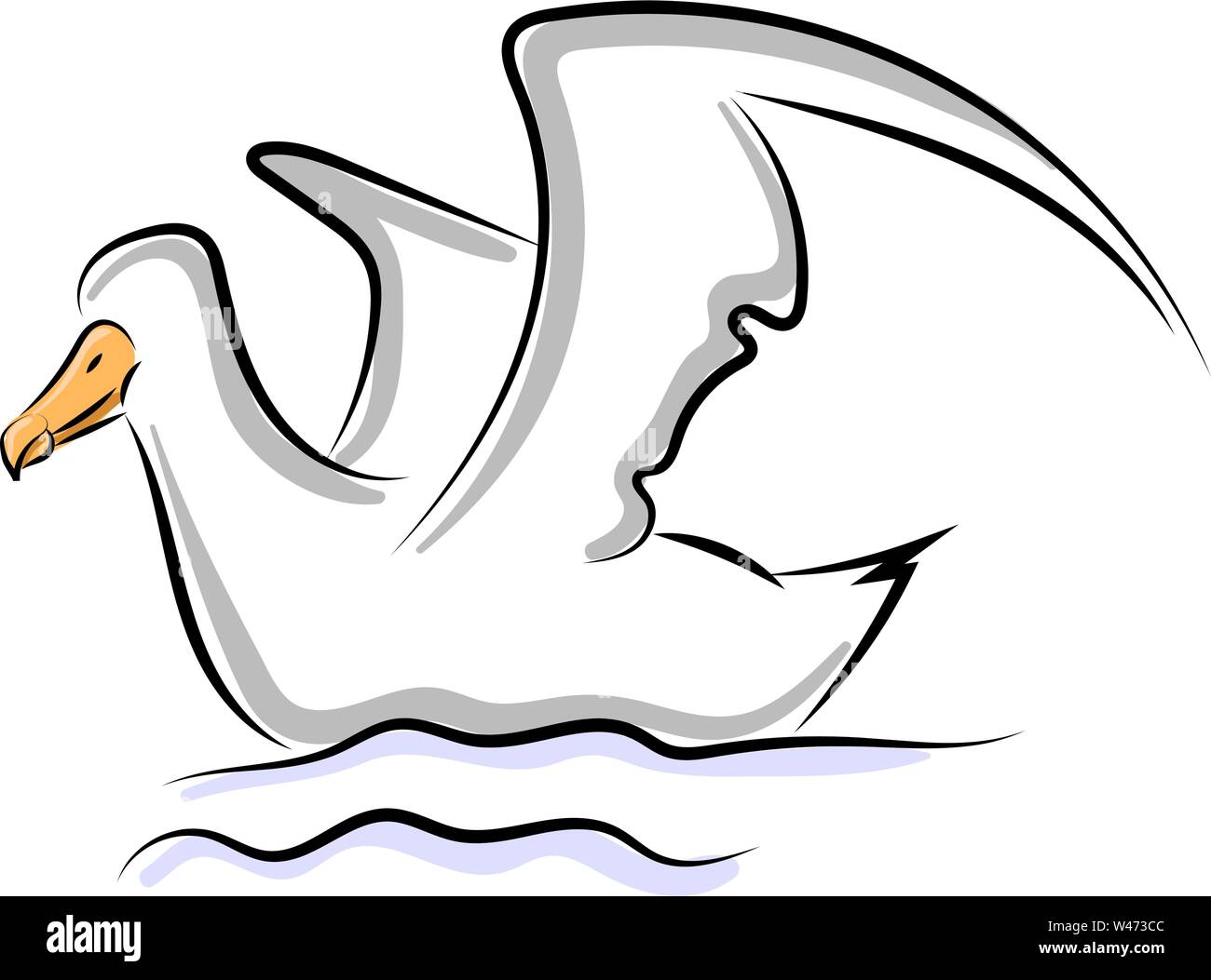 Bird in water, illustration, vector on white background Stock Vector ...