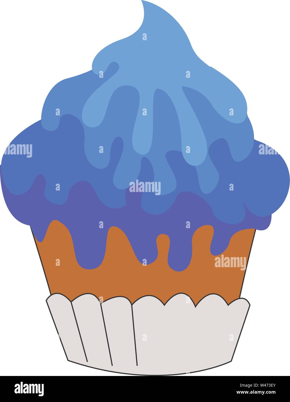 Blue cupcake, illustration, vector on white background Stock Vector ...