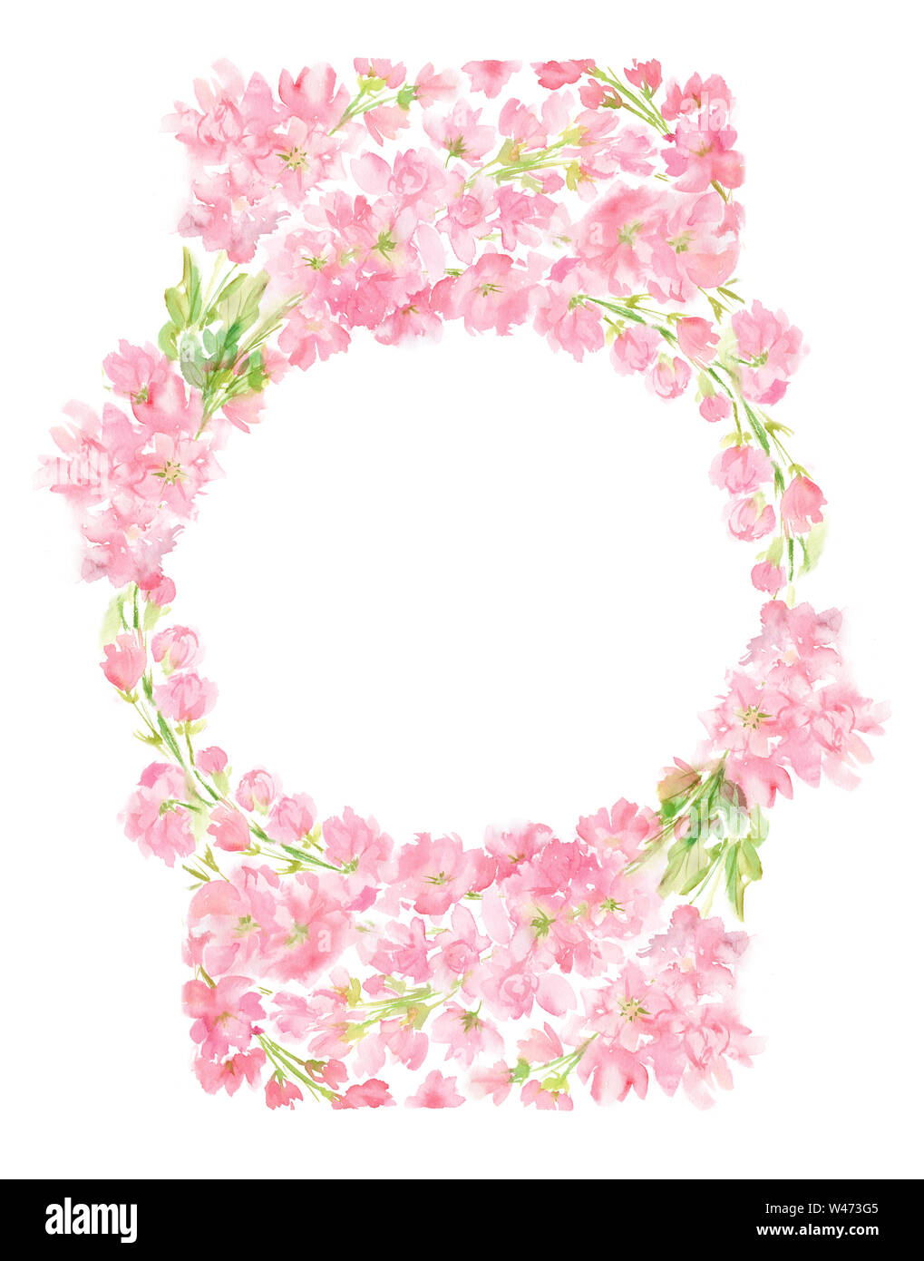 Watercolor round frame hi-res stock photography and images - Alamy