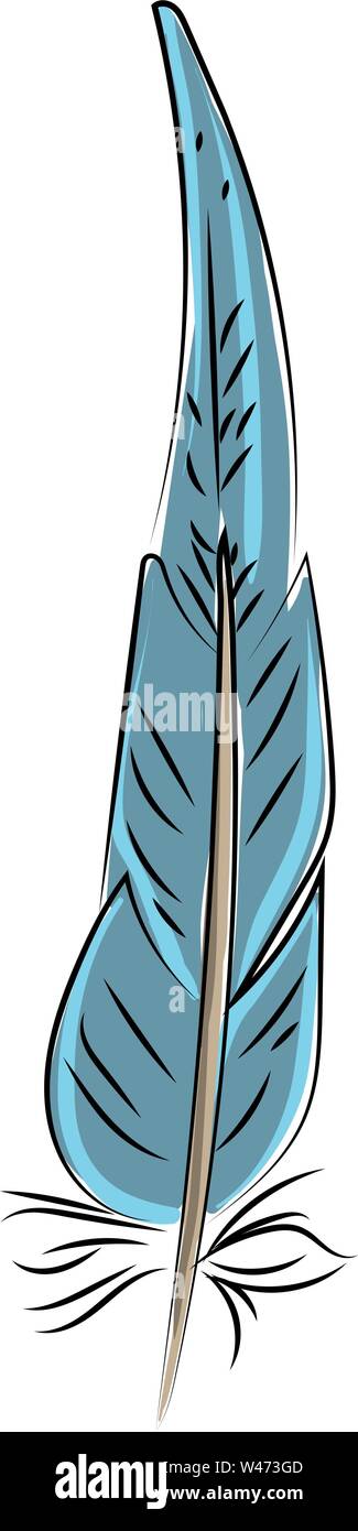 Blue feather, illustration, vector on white background Stock Vector ...