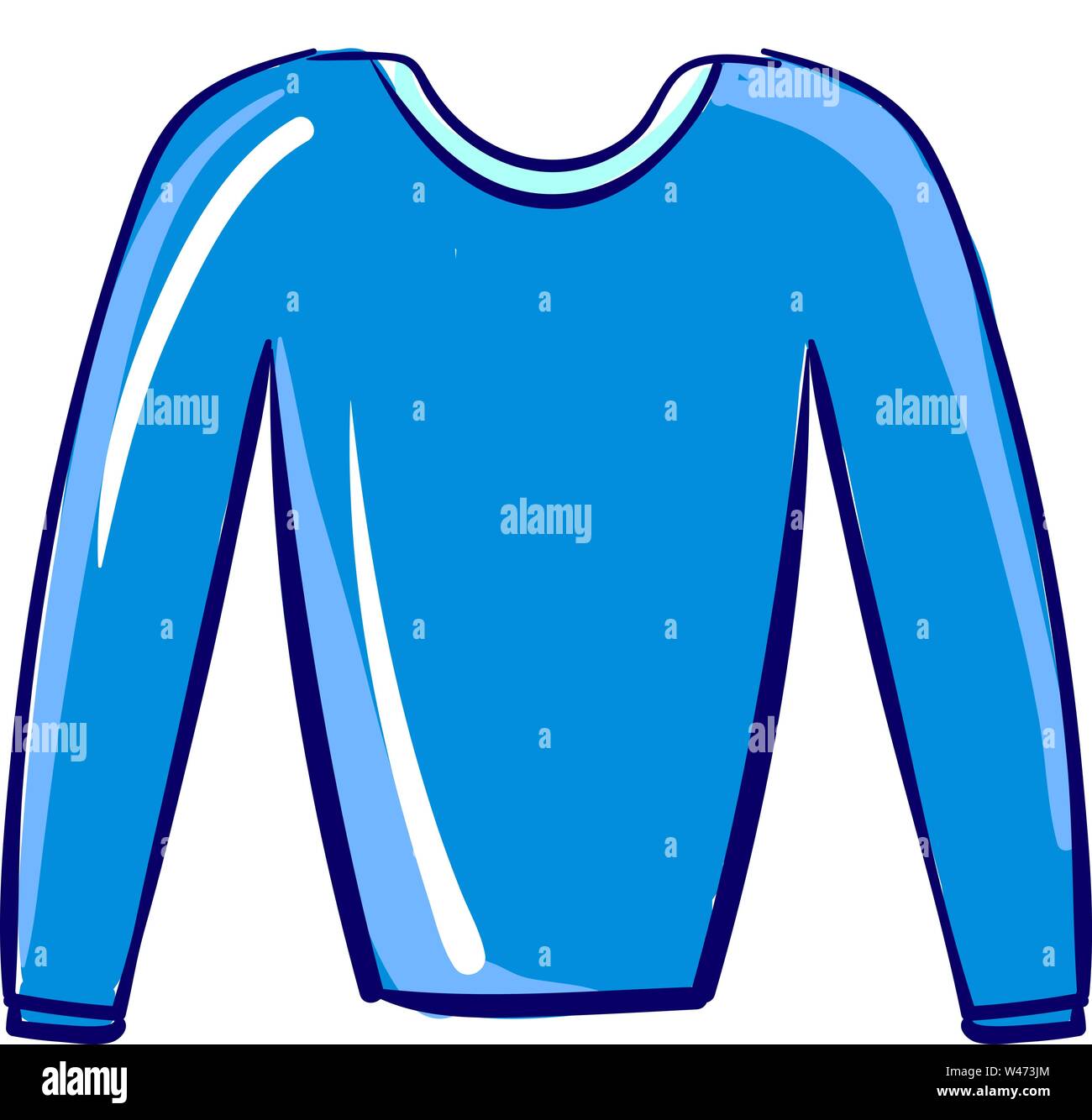 Blue long sweater, illustration, vector on white background Stock ...