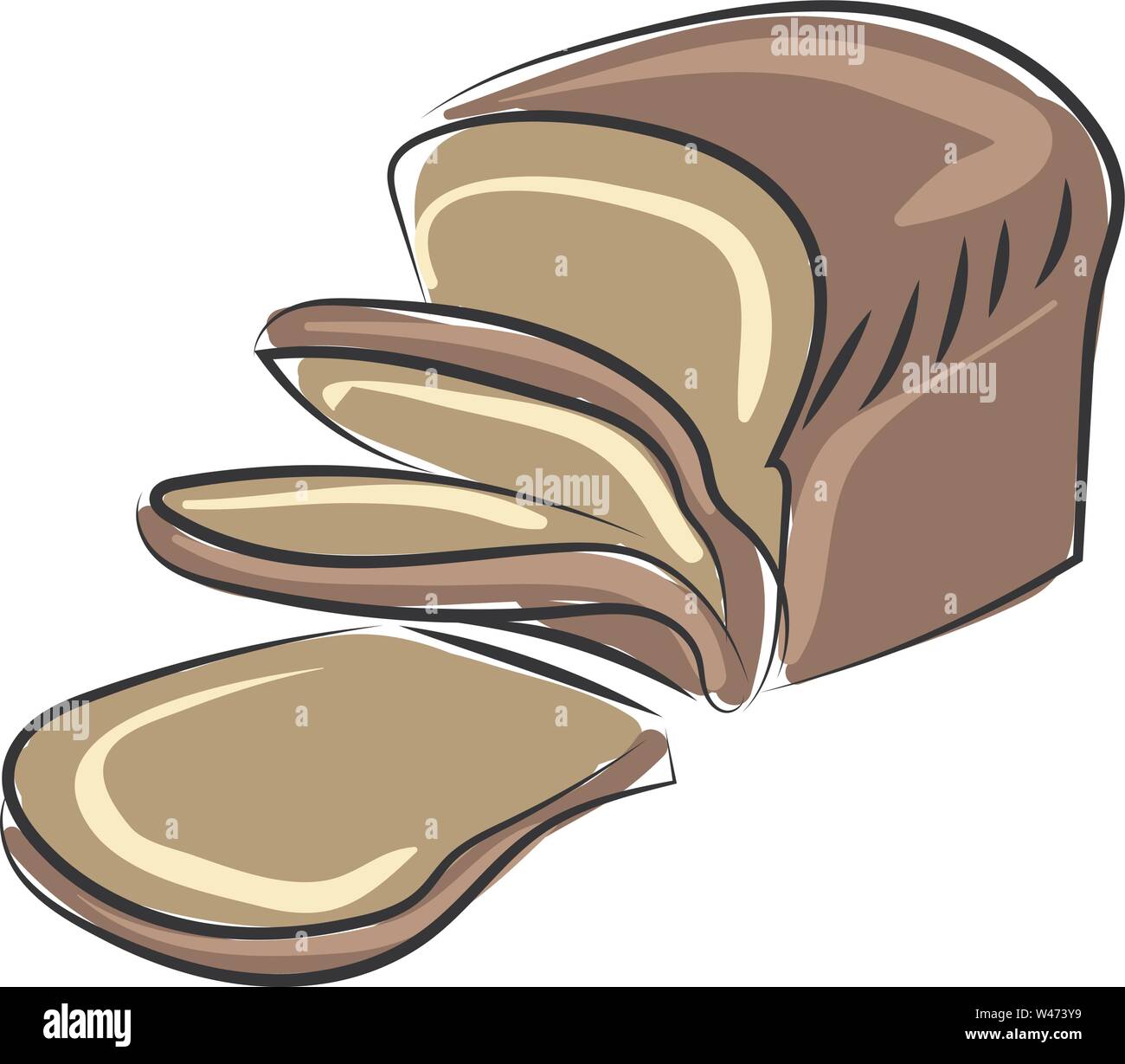 Brown bread, illustration, vector on white background Stock Vector ...