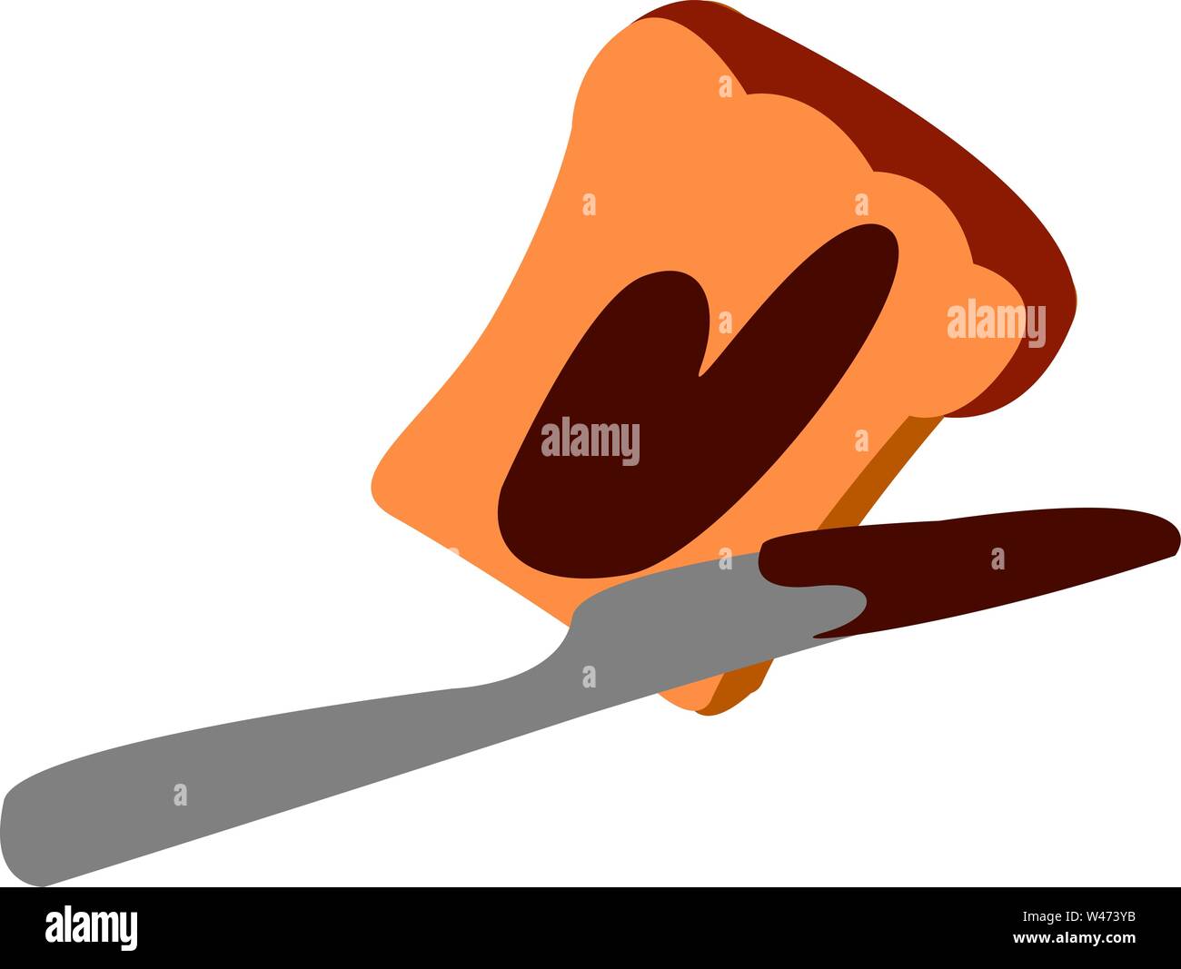Bread with chocolate, illustration, vector on white background Stock ...
