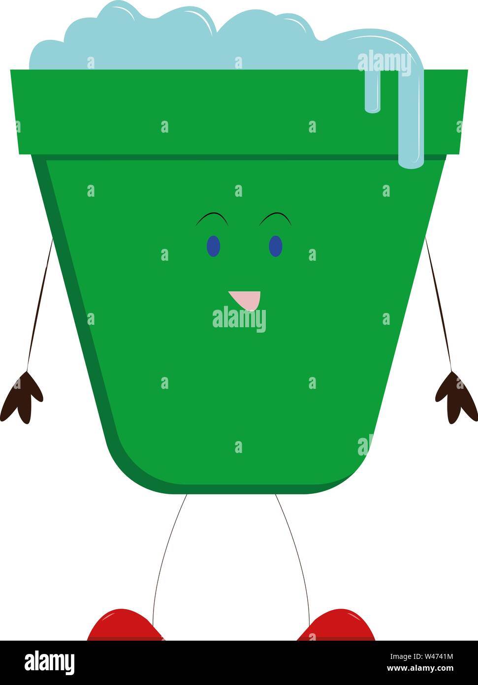 Green bucket, illustration, vector on white background Stock Vector ...