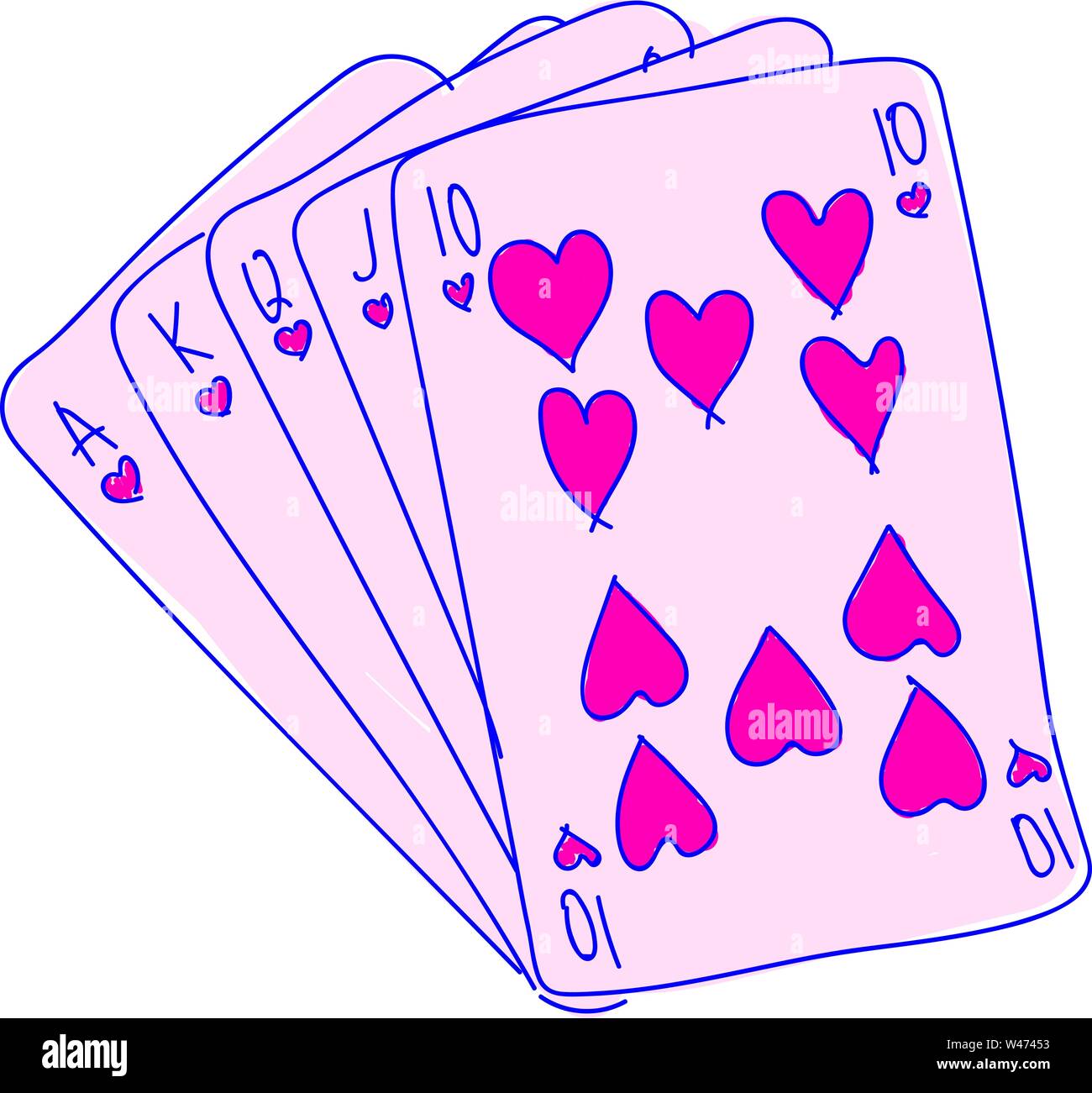 Pink playing cards, illustration, vector on white background Stock ...