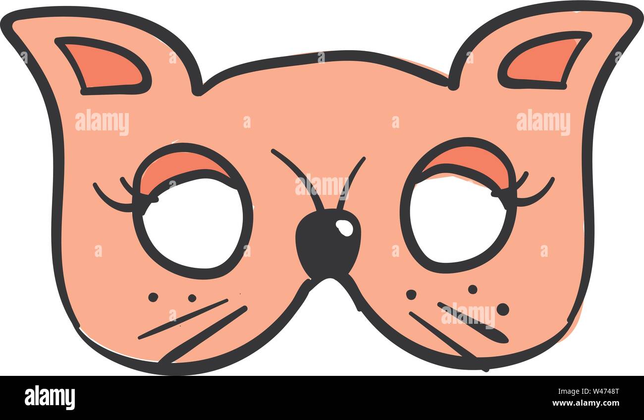 Pink cat mask, illustration, vector on white background Stock Vector ...