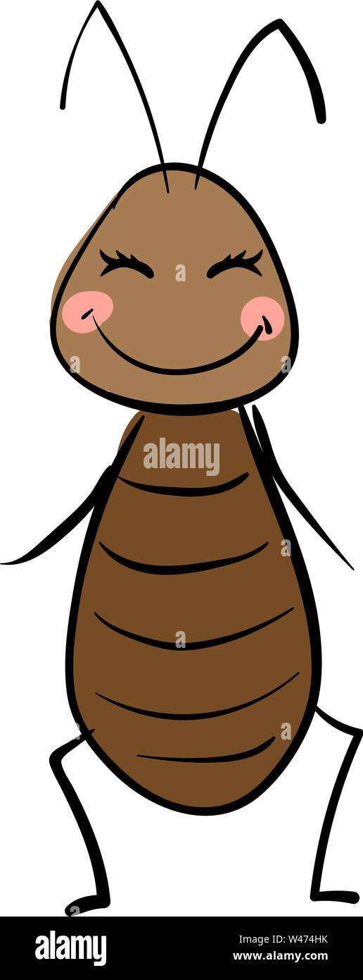 Happy cockroach, illustration, vector on white background Stock Vector ...