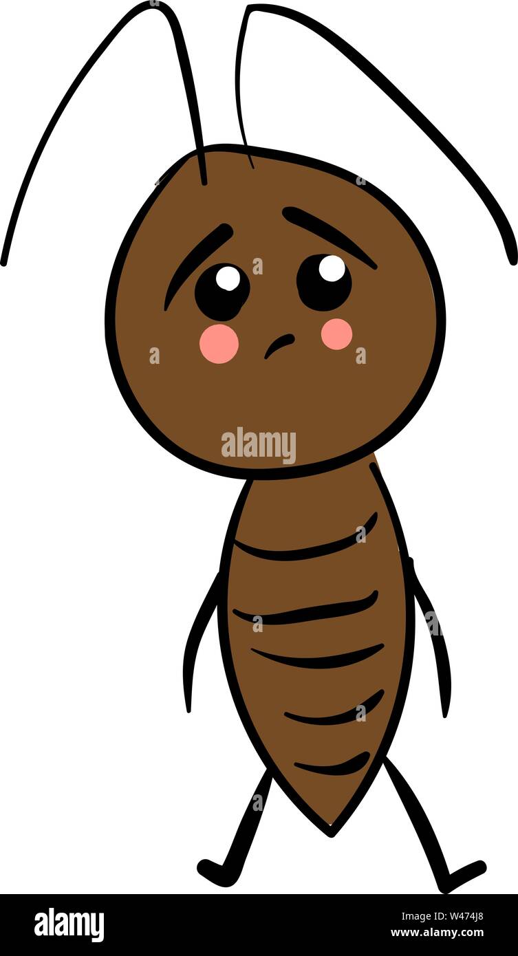 Sad cockroach, illustration, vector on white background Stock Vector ...
