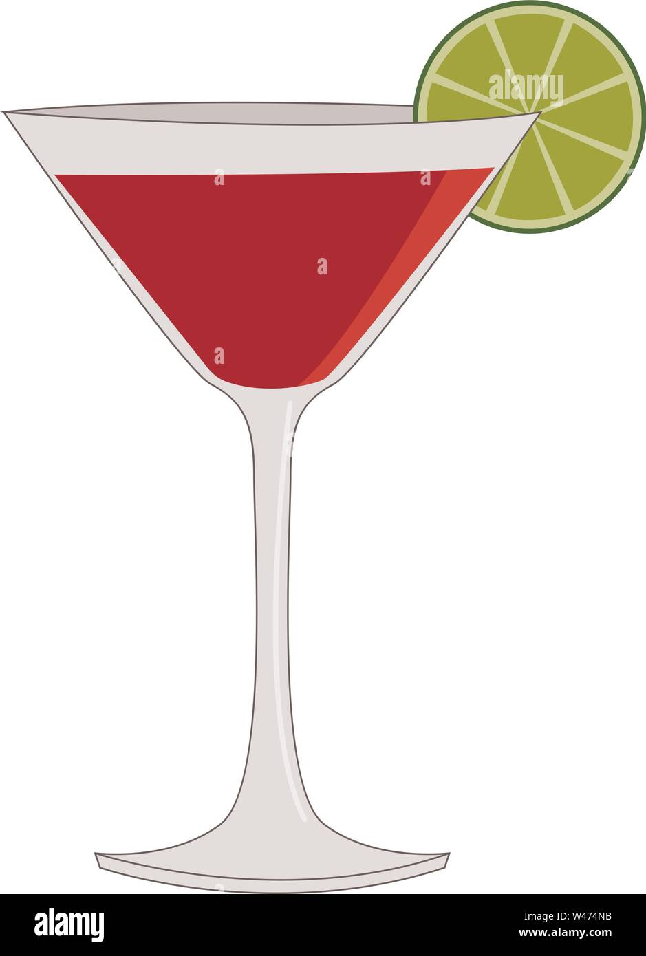 Red cocktail, illustration, vector on white background Stock Vector ...