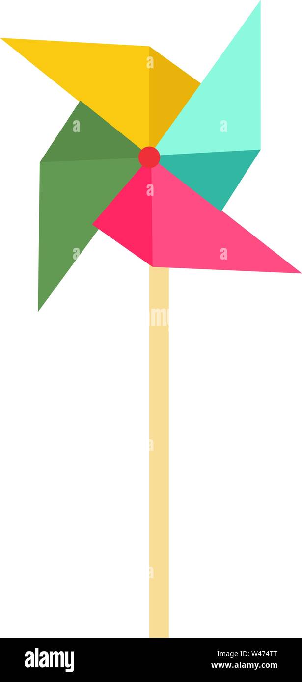 Colorful windmill, illustration, vector on white background Stock ...