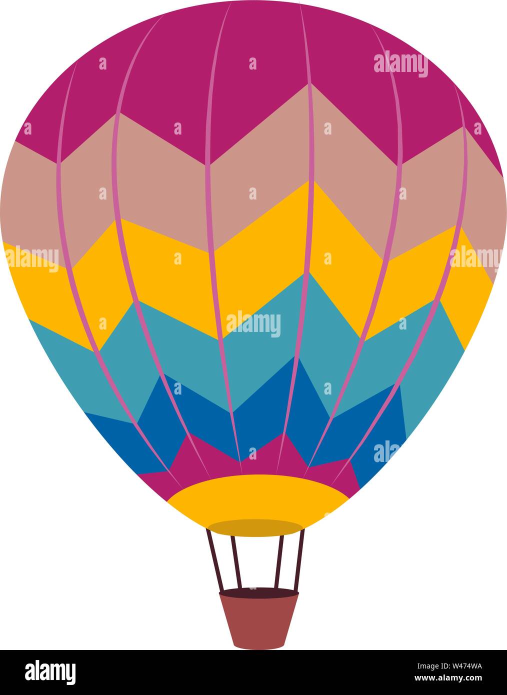 Hot air balloon, illustration, vector on white background Stock Vector ...