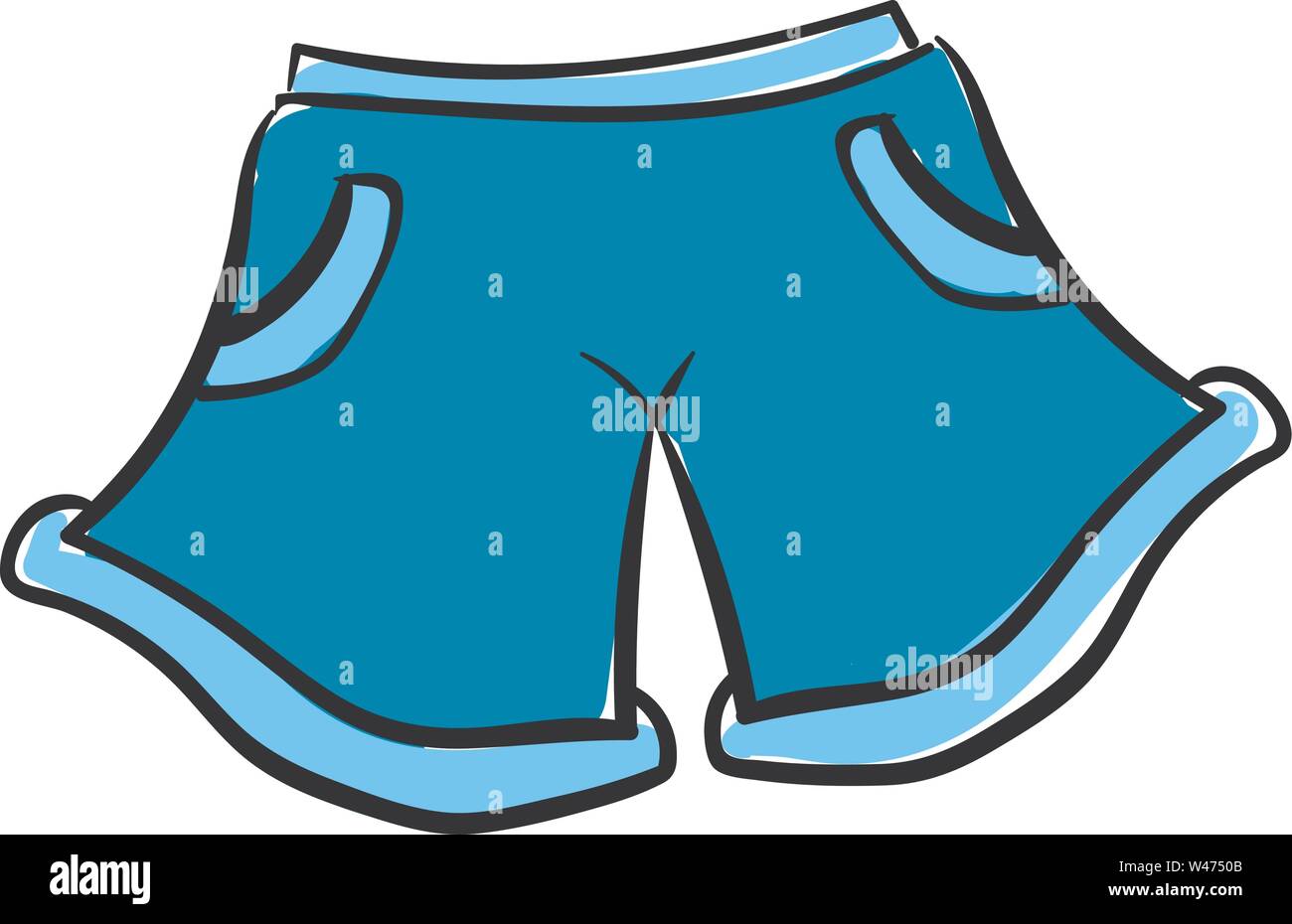 Blue shorts, illustration, vector on white background Stock Vector ...