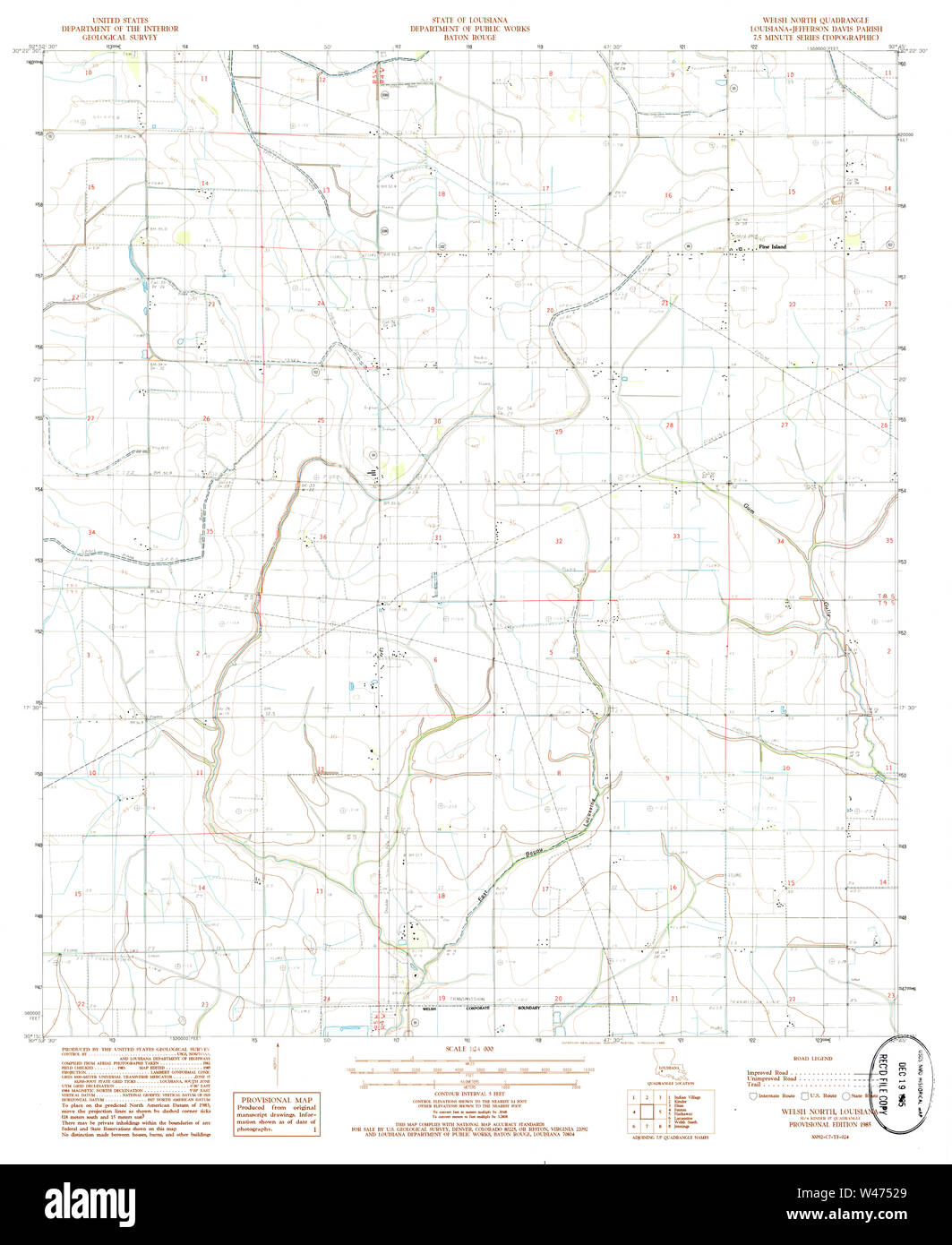 USGS TOPO Map Louisiana LA Welsh North 333513 1985 24000 Stock Photo ...