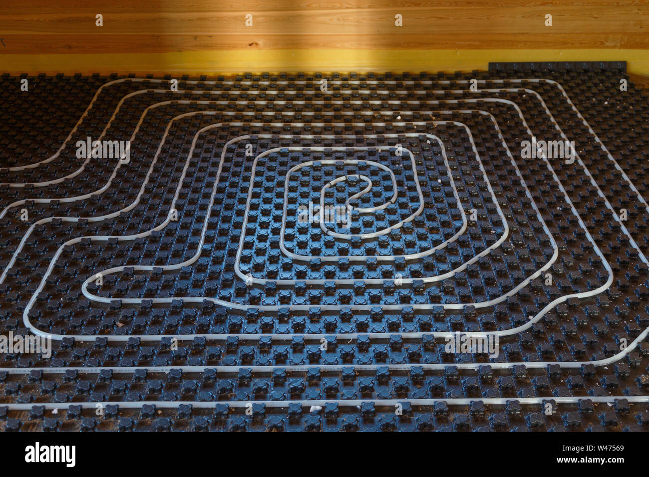 Underfloor heating pipes. Low temperature heating concept Stock Photo ...