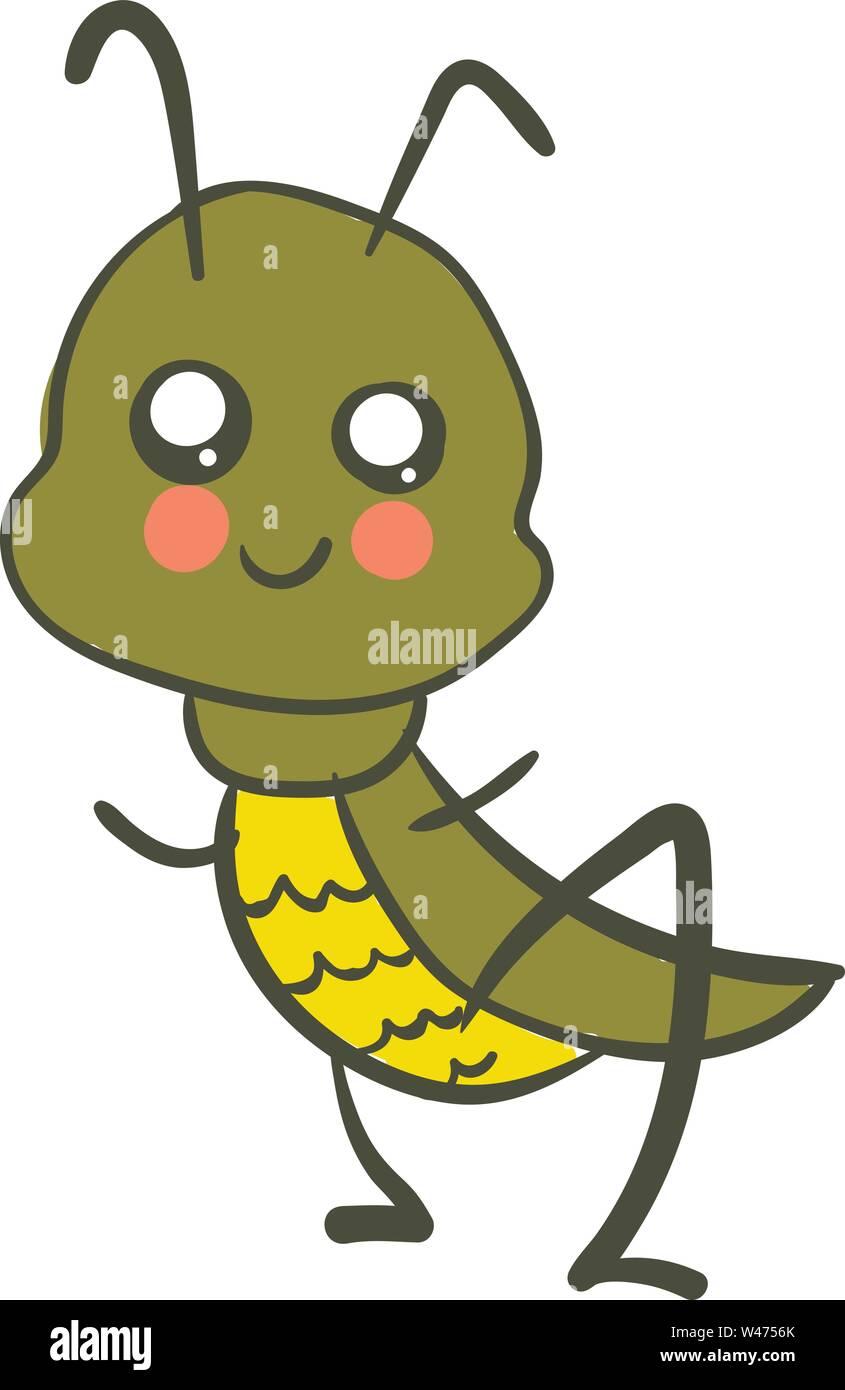 Cute green grasshopper, illustration, vector on white background Stock ...