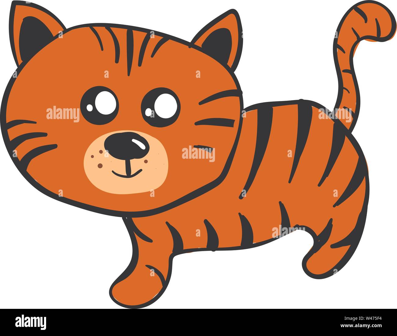 Cute little tiger, illustration, vector on white background Stock ...