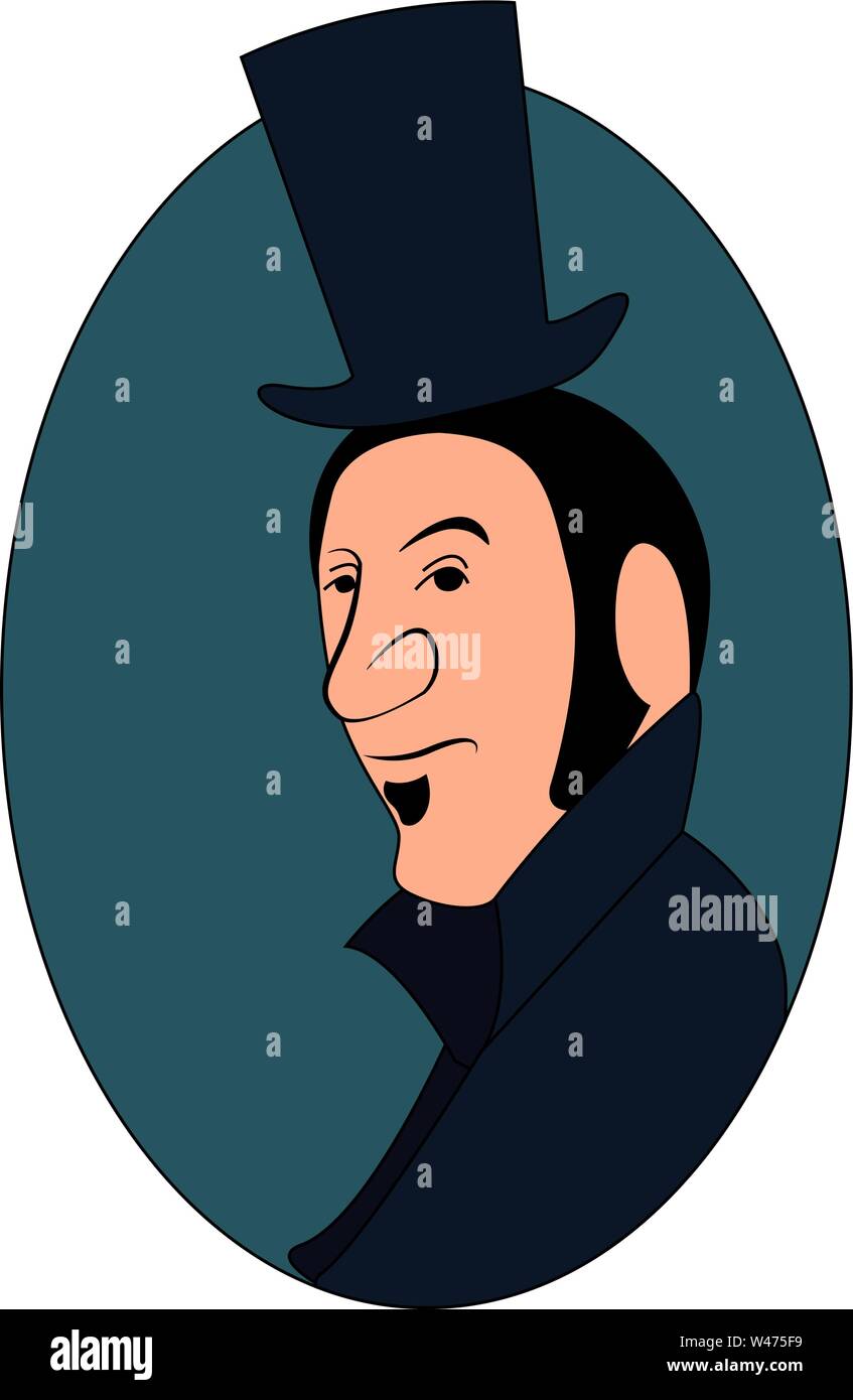 Man with long hat, illustration, vector on white background Stock ...