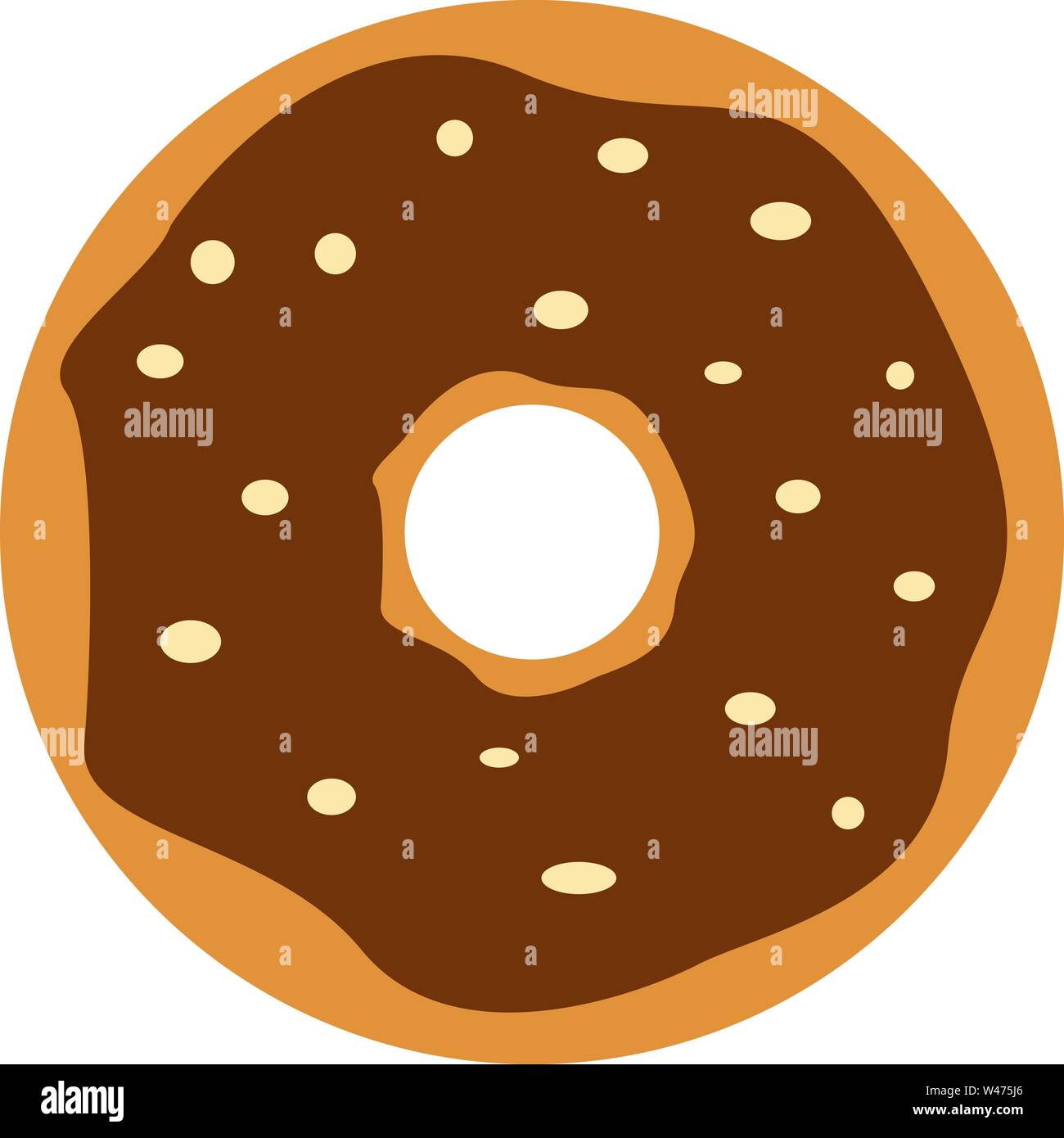 Chocolate donut, illustration, vector on white background Stock Vector ...