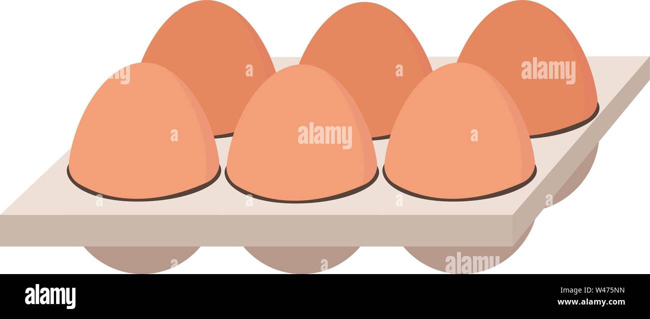 Eggs in carton box, illustration, vector on white background Stock ...