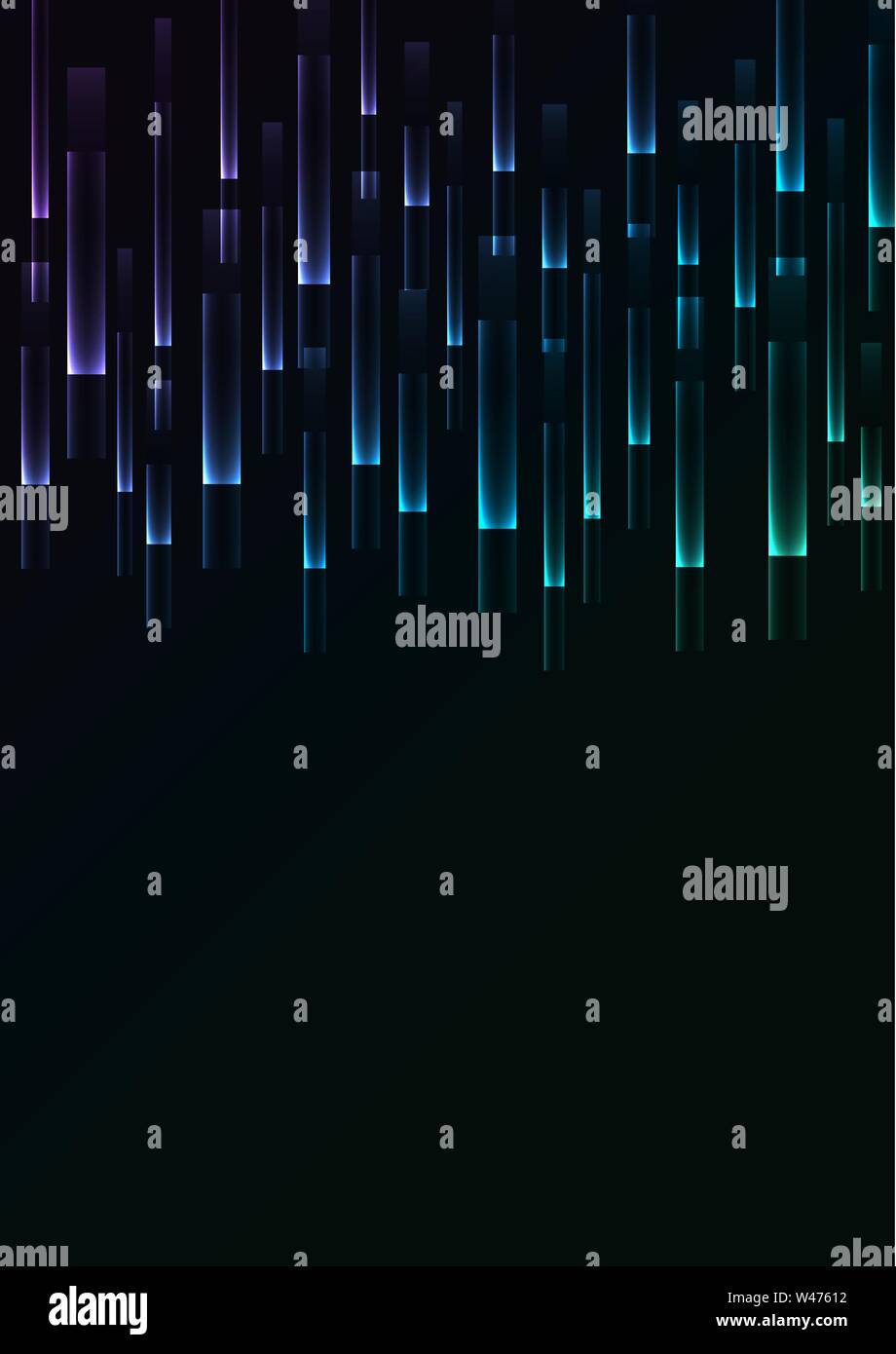 dark multicolour bar overlap in dark background, stripe layer backdrop ...