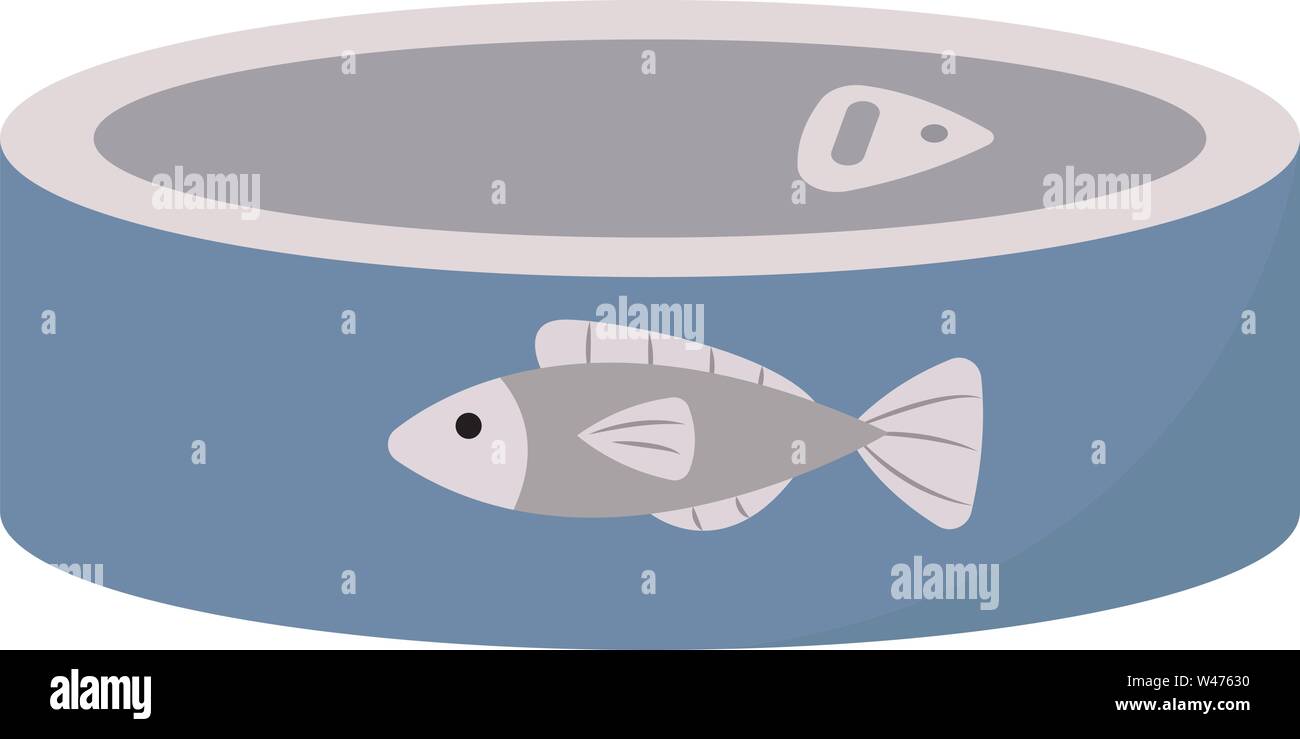 Blue fish can, illustration, vector on white background Stock Vector ...