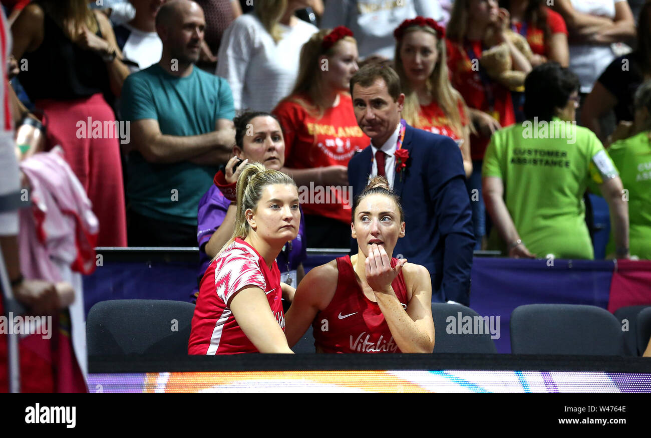 England's Francesca Williams (left) appears dejected after their match ...