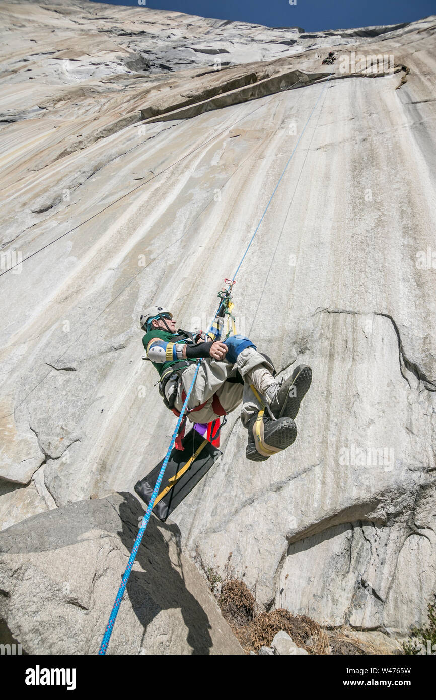 Adaptive climber Wayne Willoughby ascends a rope on Zodiac Stock Photo ...