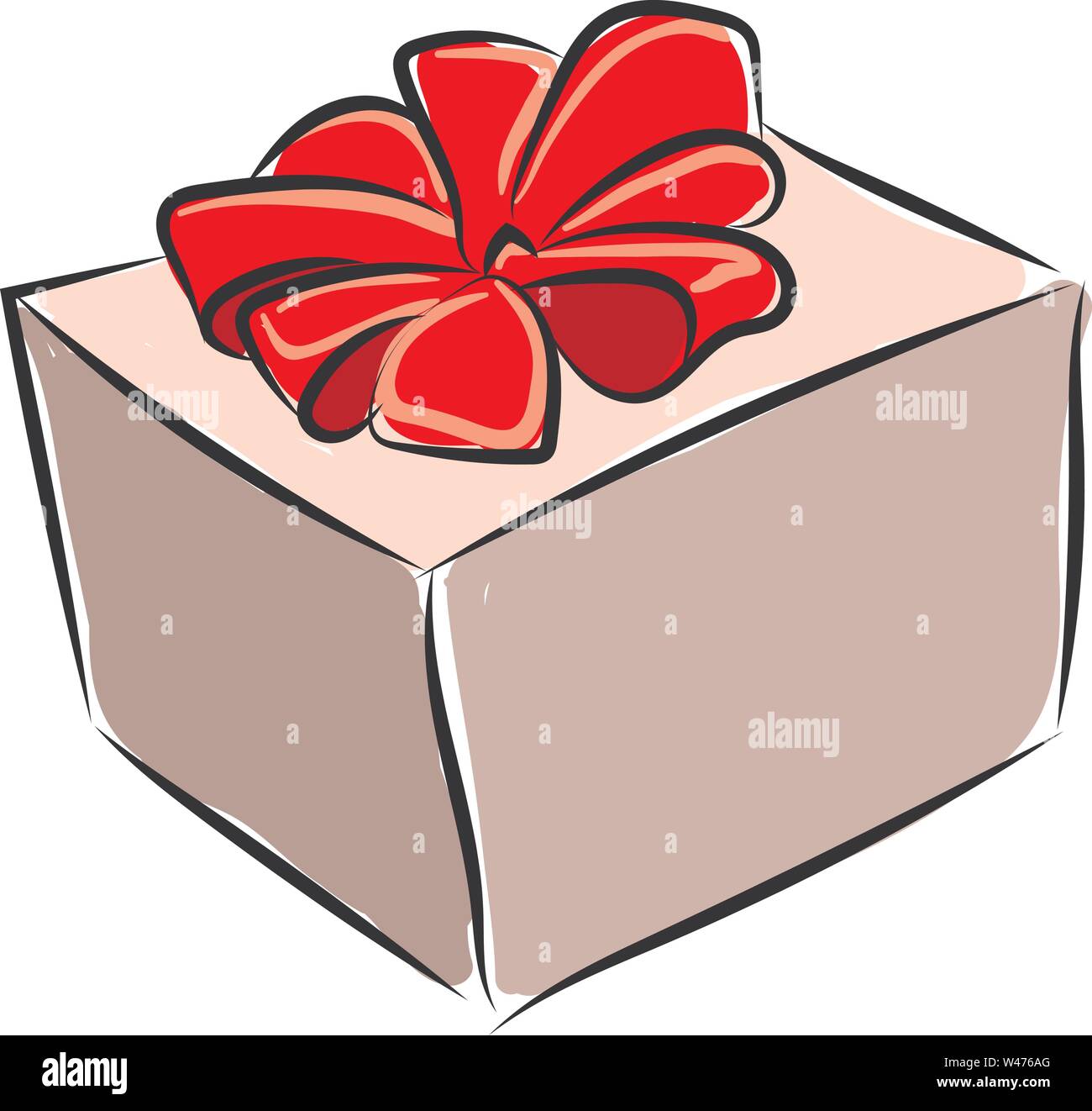 Gift box with red bow, illustration, vector on white background Stock ...