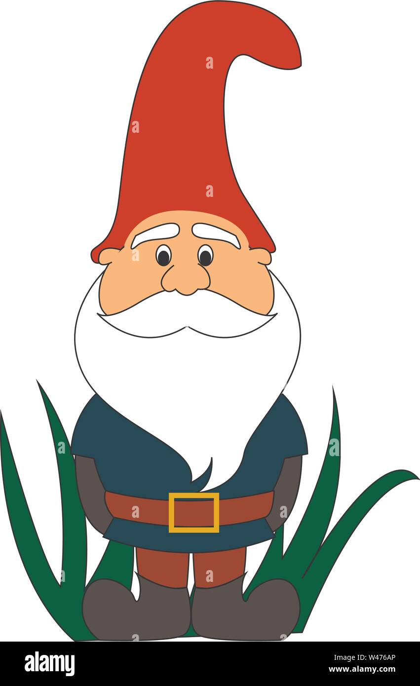 Garden gnome, illustration, vector on white background Stock Vector ...
