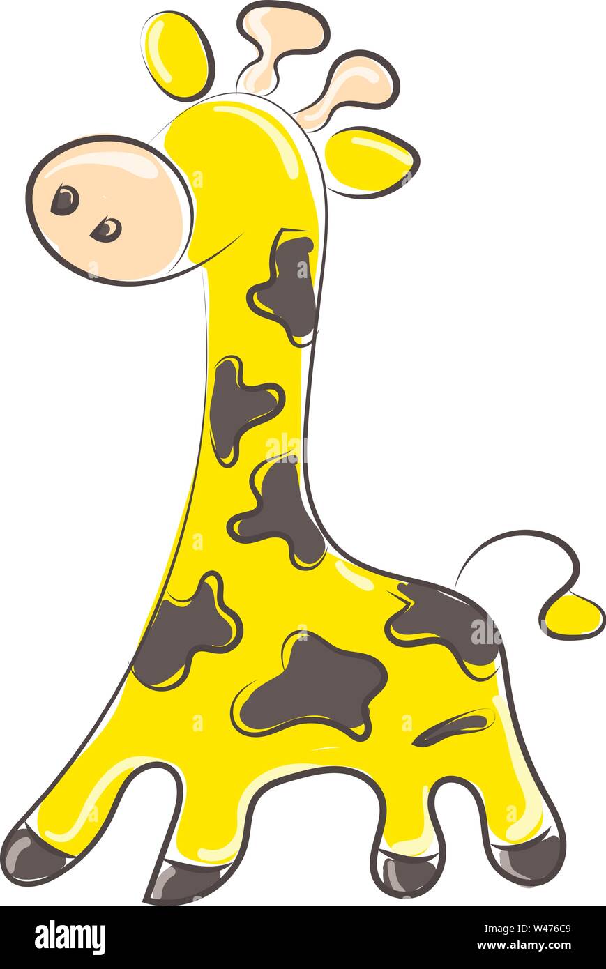 Giraffe drawing, illustration, vector on white background Stock Vector ...