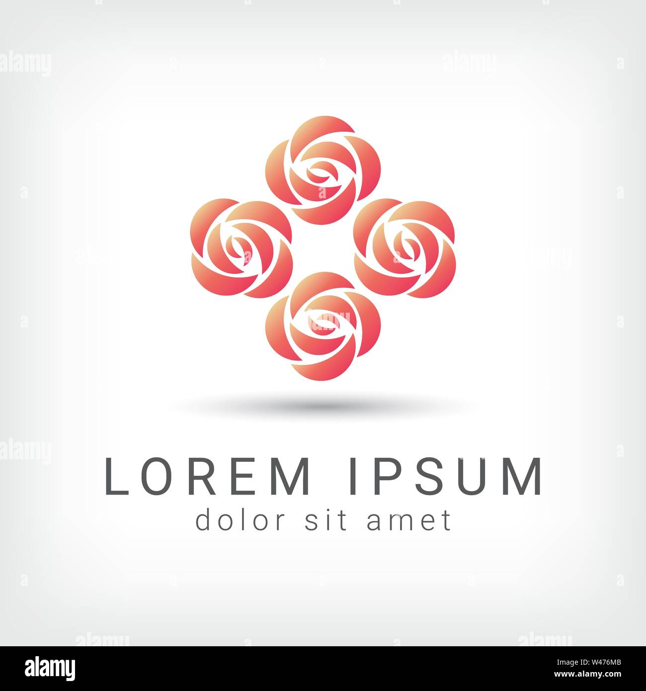 circle rose vector logo design template, beauty icon, curve floral ...