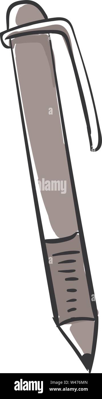 Gray pen, illustration, vector on white background Stock Vector Image ...