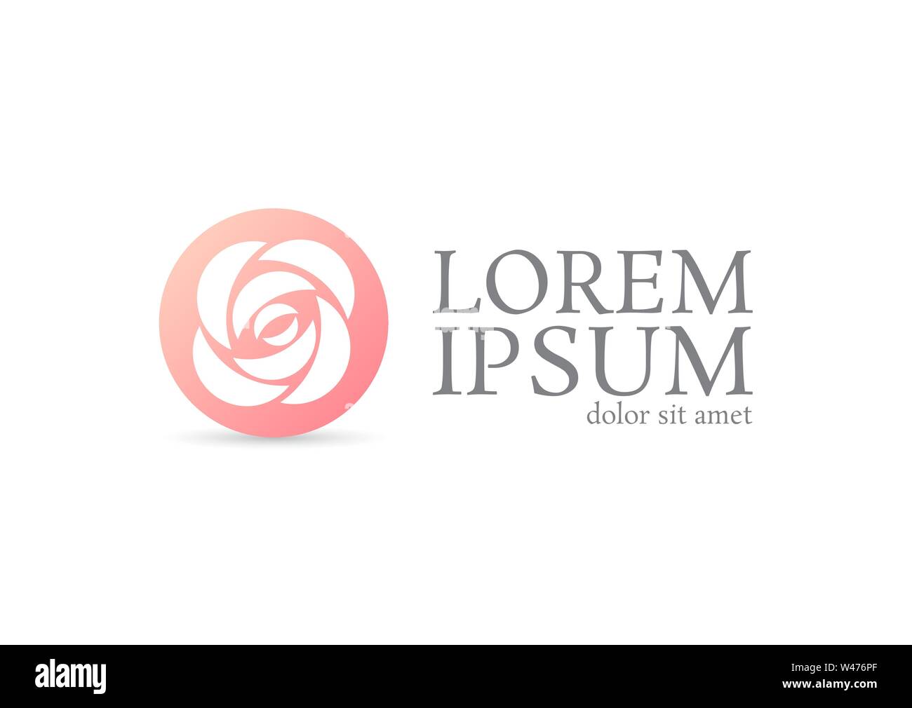 circle rose vector logo design template, beauty icon, curve floral ...