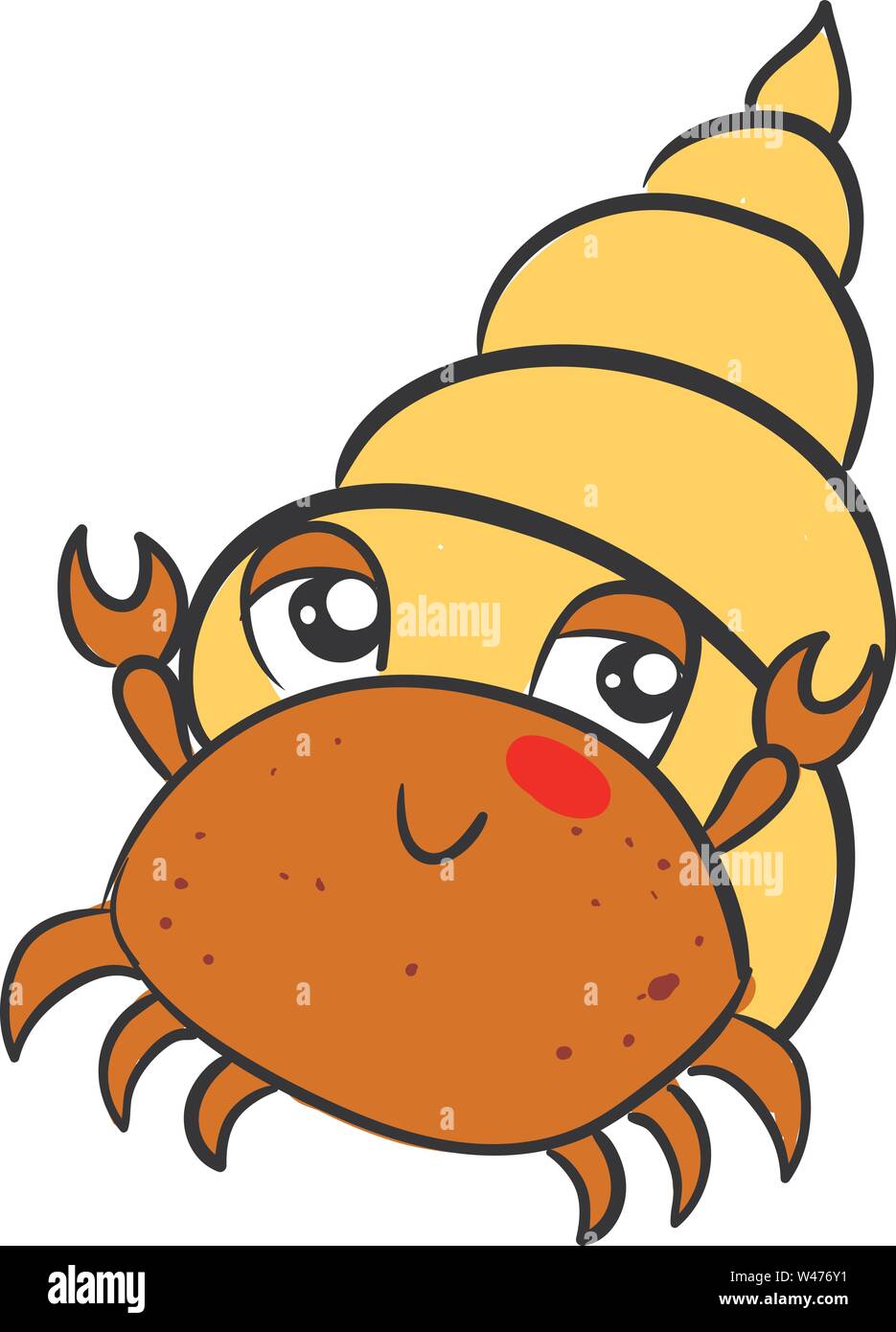 Happy little crab, illustration, vector on white background Stock ...