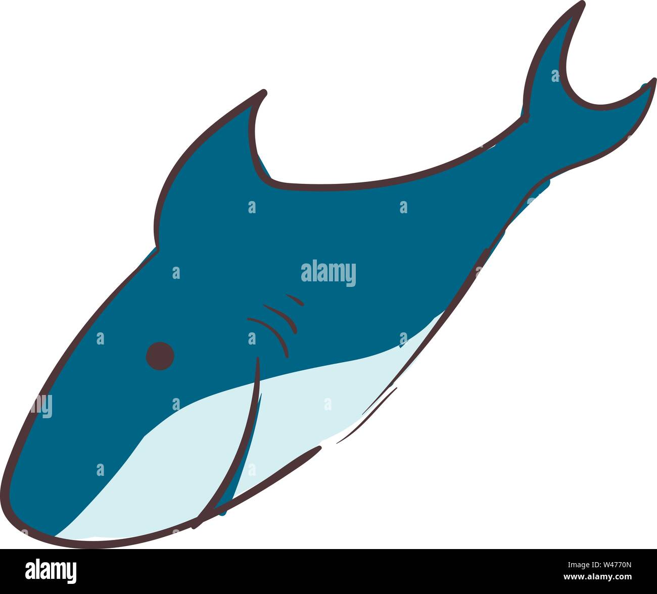 Happy blue shark, illustration, vector on white background Stock Vector ...