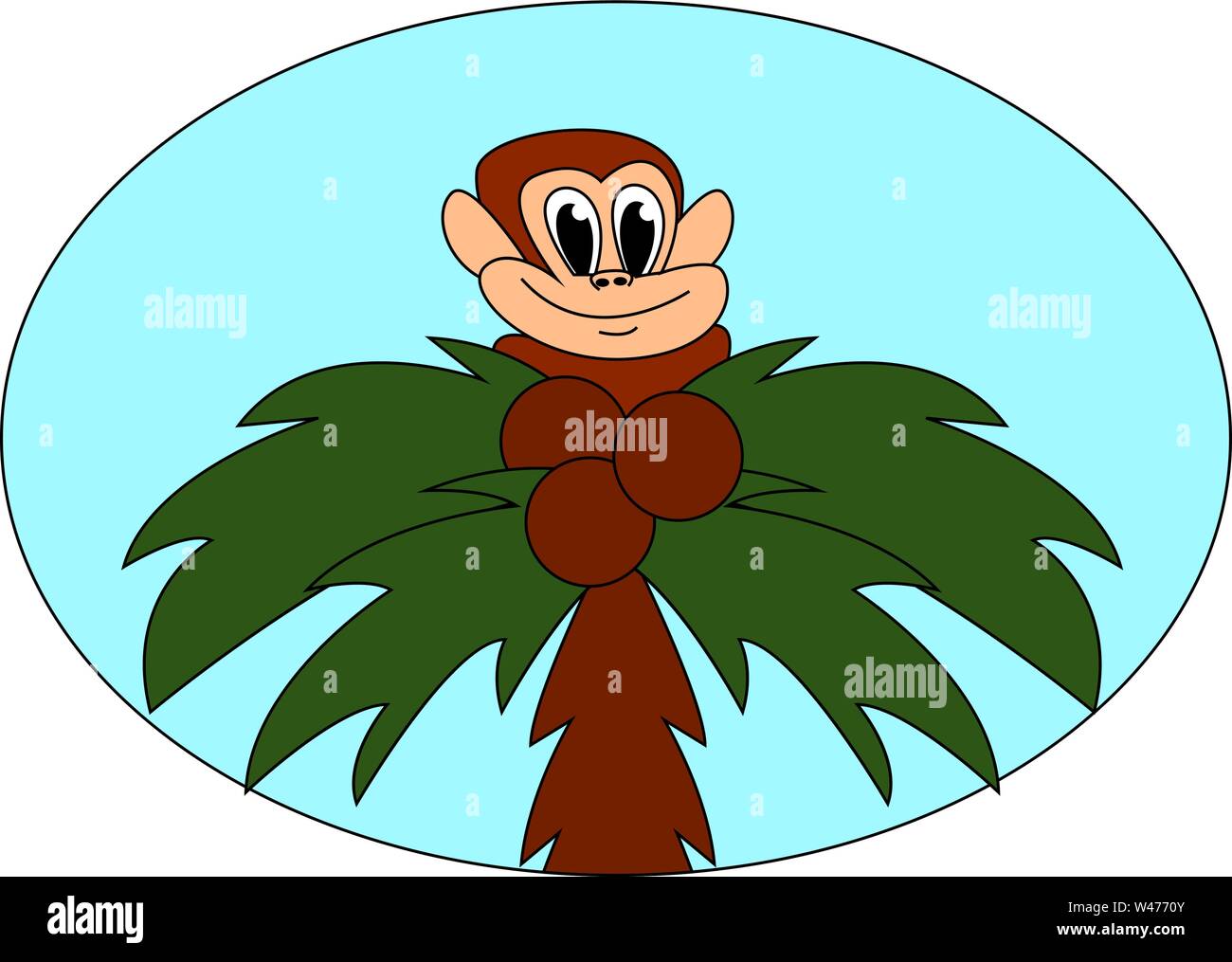 Happy monkey on tree, illustration, vector on white background Stock ...