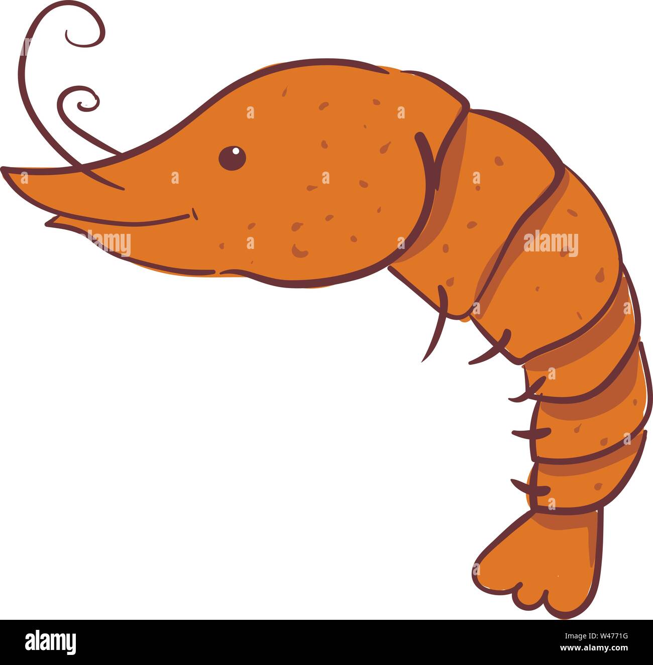 Happy red shrimp, illustration, vector on white background Stock Vector ...