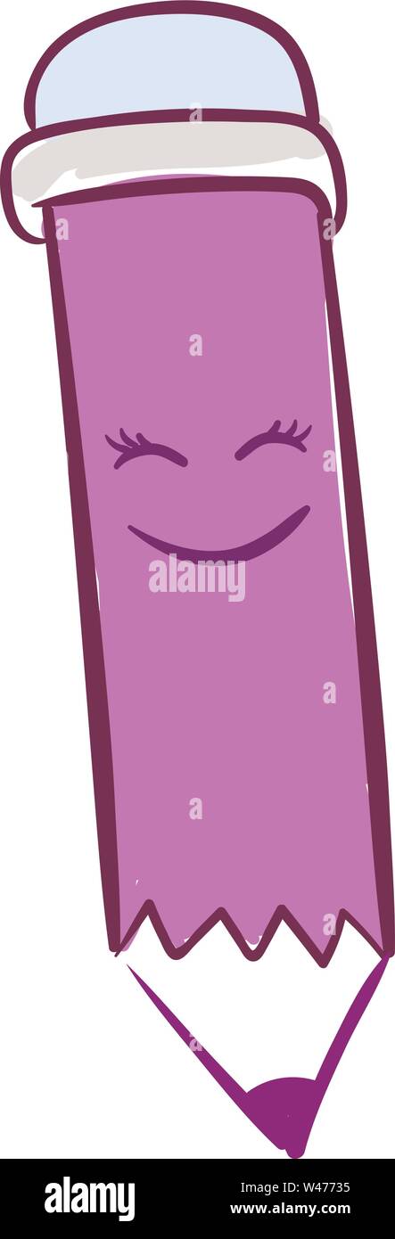 Happy purple pen, illustration, vector on white background Stock Vector ...