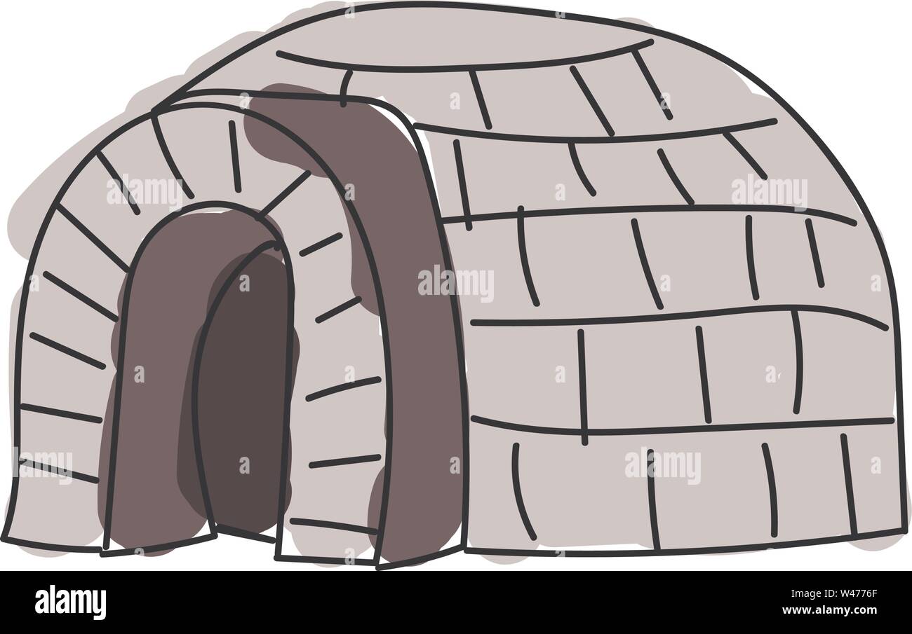 Igloo, illustration, vector on white background Stock Vector Image ...