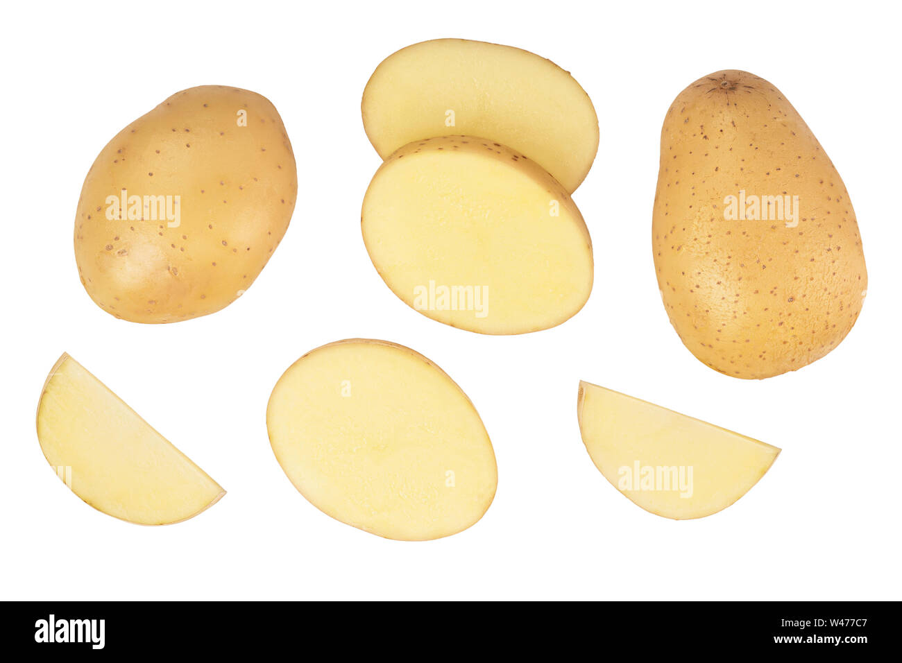 Young potato isolated on white background. Harvest new. Top view. Flat ...