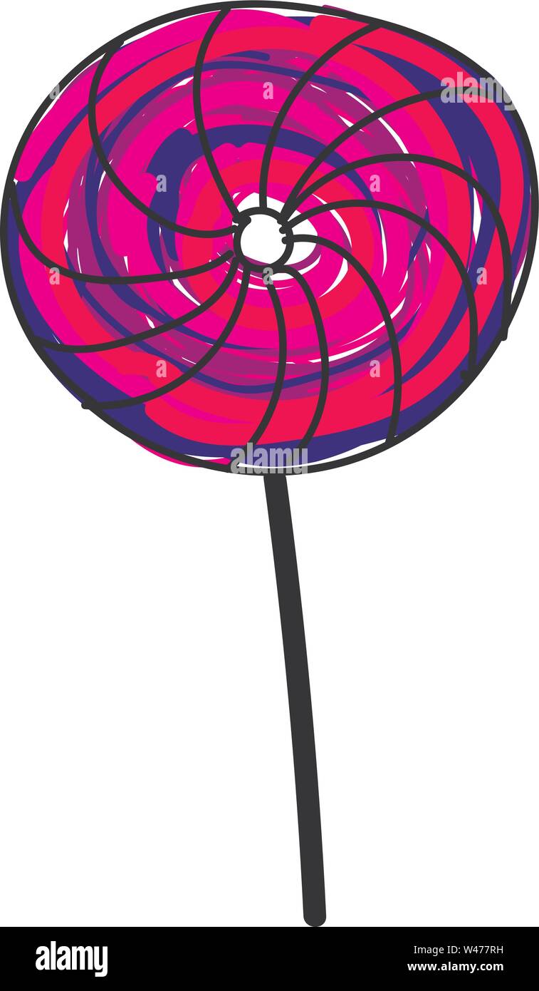 Purple lollipop, illustration, vector on white background Stock Vector ...