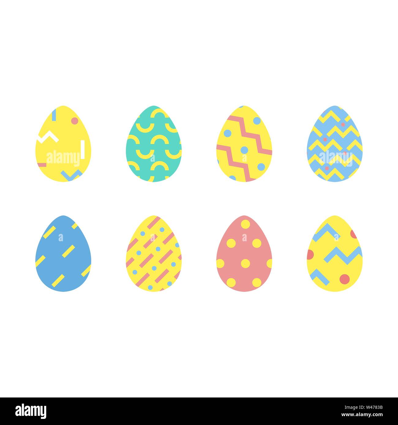 set of easter eggs, happy easter minimal style, vector illustration ...