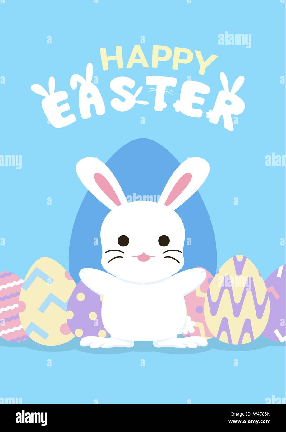 happy easter greeting card with bunny background, vector illustration ...