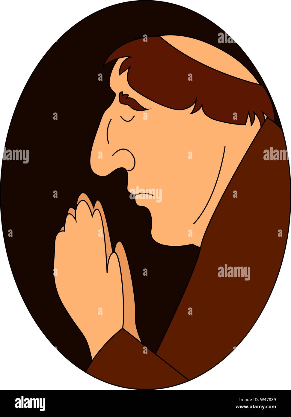 Monk praying, illustration, vector on white background Stock Vector ...