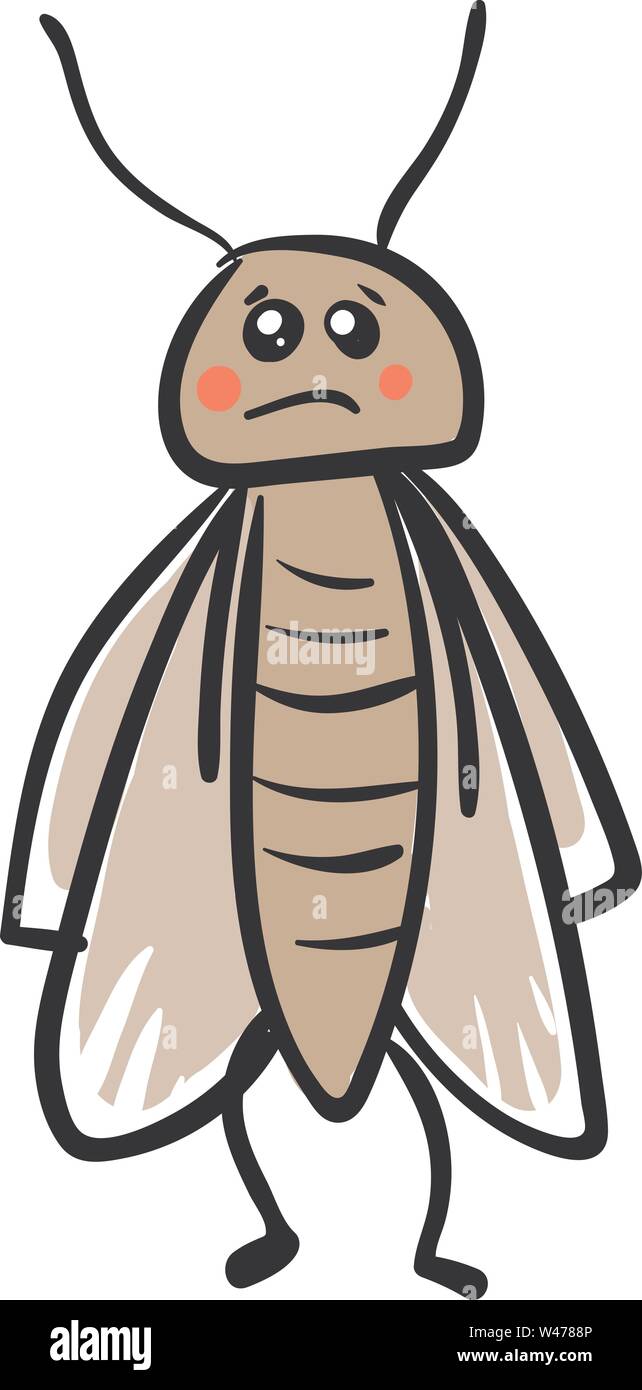 Sad moth, illustration, vector on white background Stock Vector Image & Art - Alamy