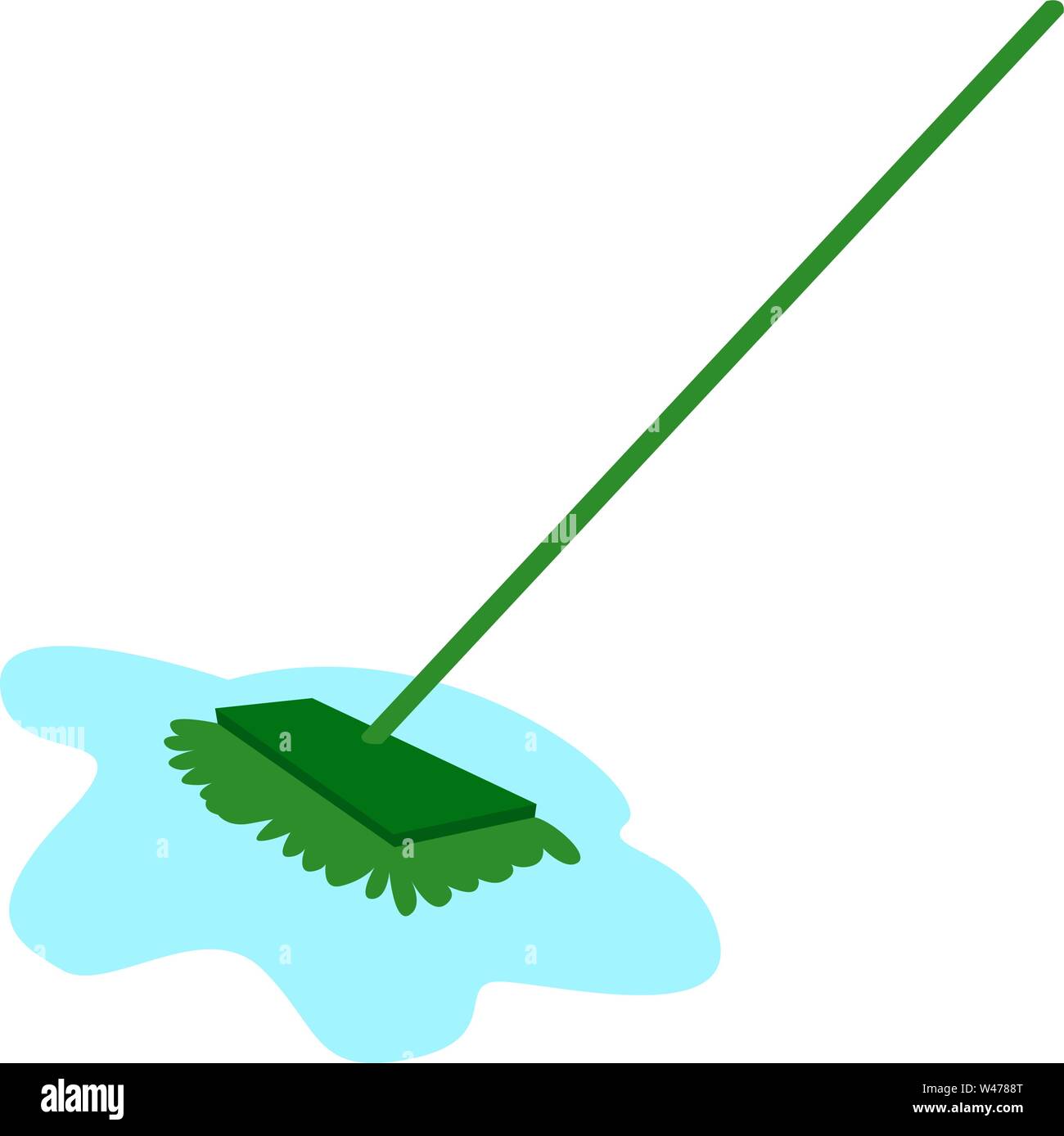Green mop, illustration, vector on white background Stock Vector Image ...
