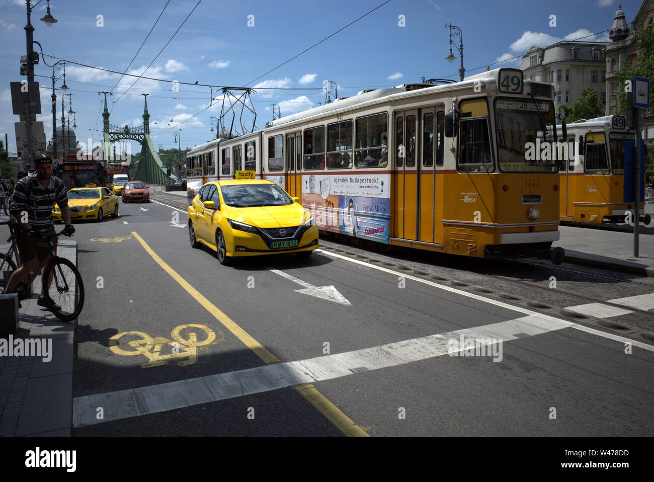 BUDAPEST TAXI AND TRAM - HUNGARIAN TRANSPORT - YELLOW CAB - HUNGARY ...