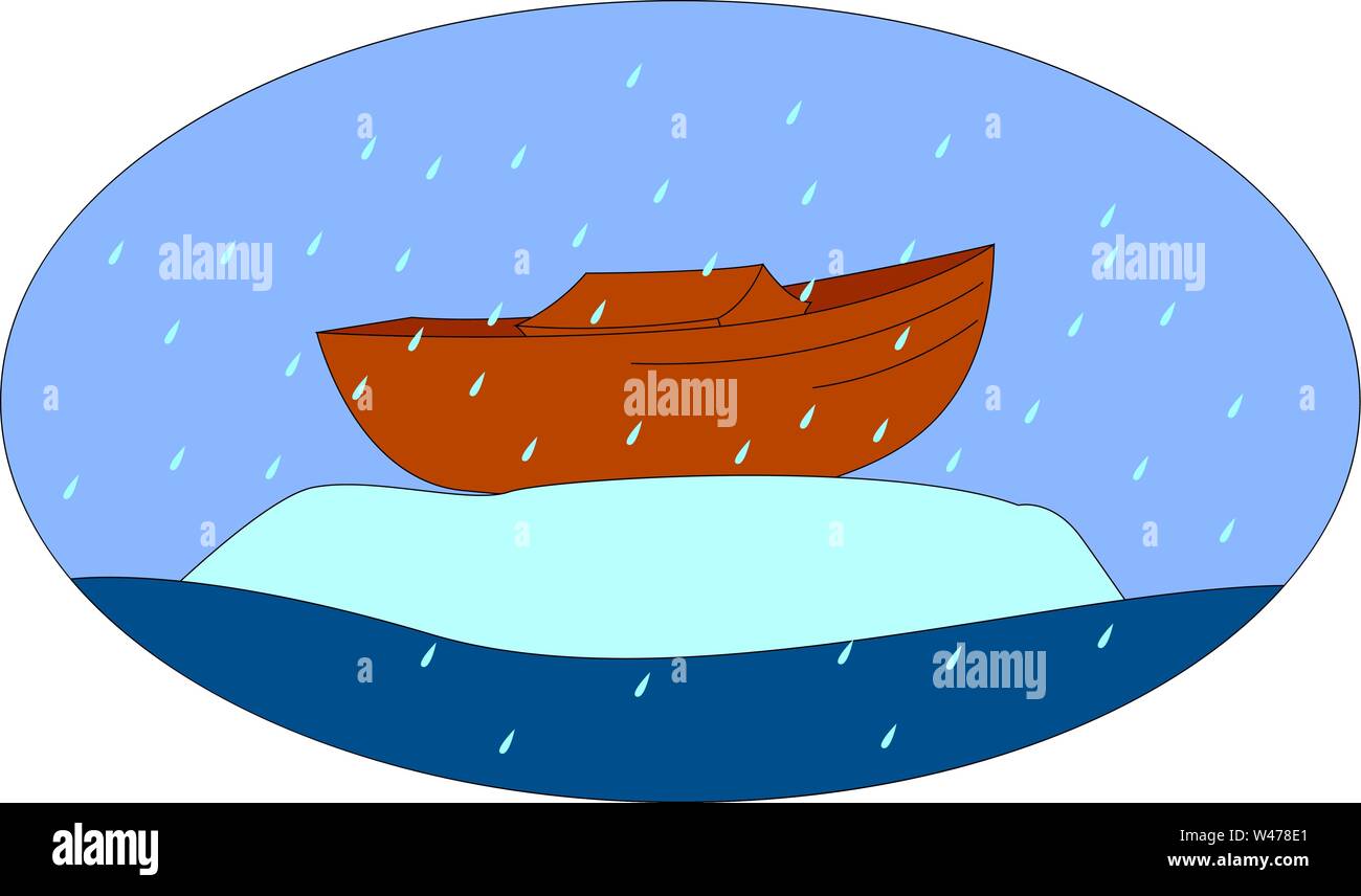 Boat on ice, illustration, vector on white background Stock Vector ...