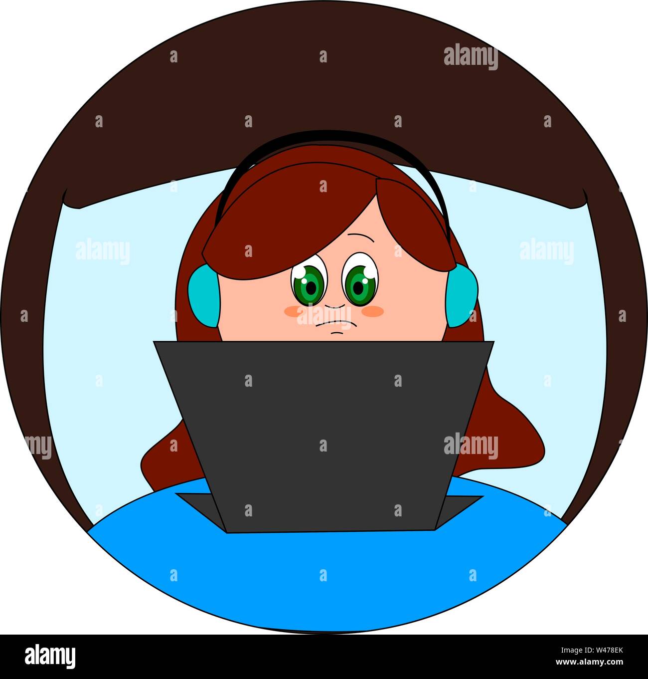 Night work in bed, illustration, vector on white background Stock ...