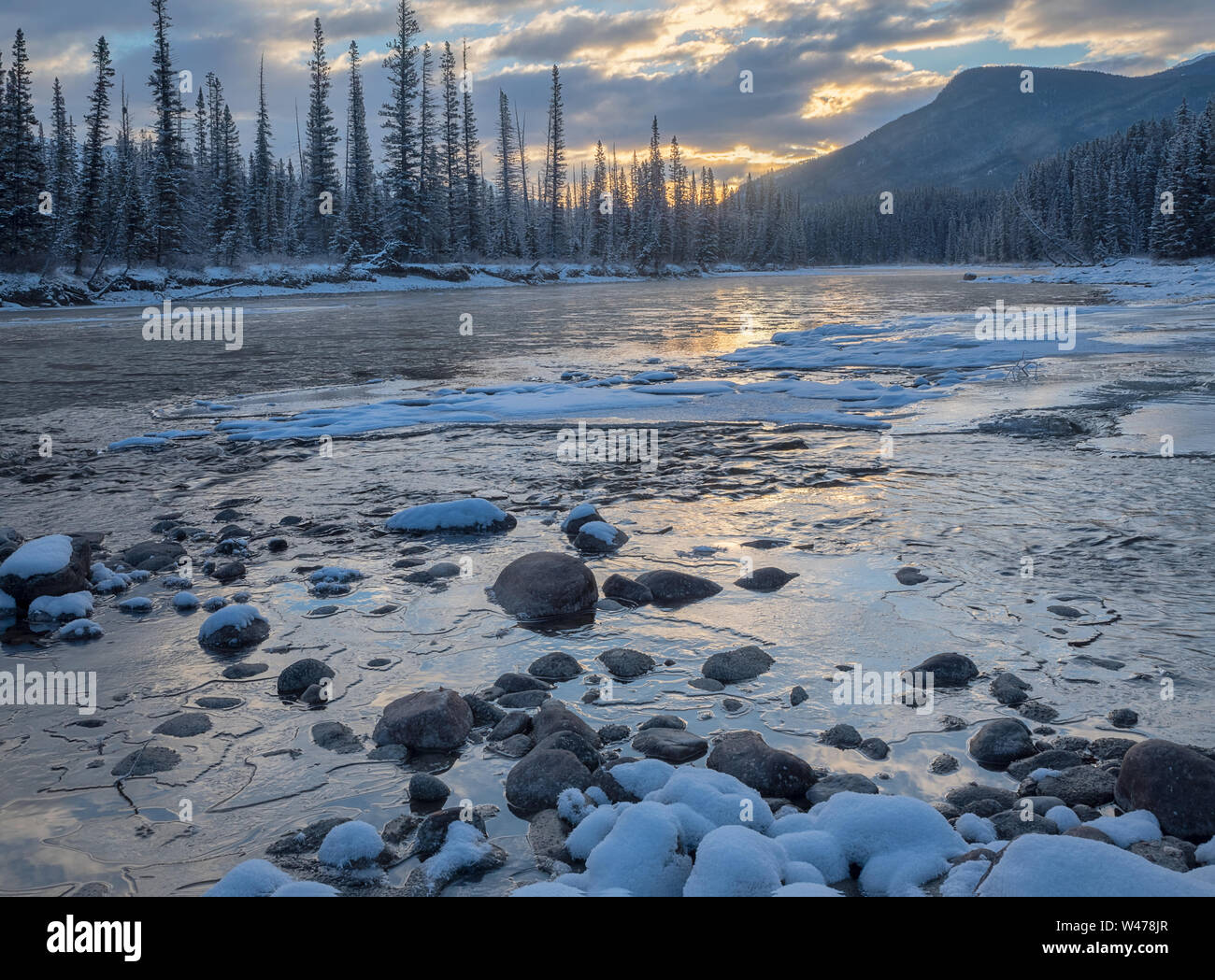 Bow River at Castle Junction in Banff National Park, Alberta, Canada ...
